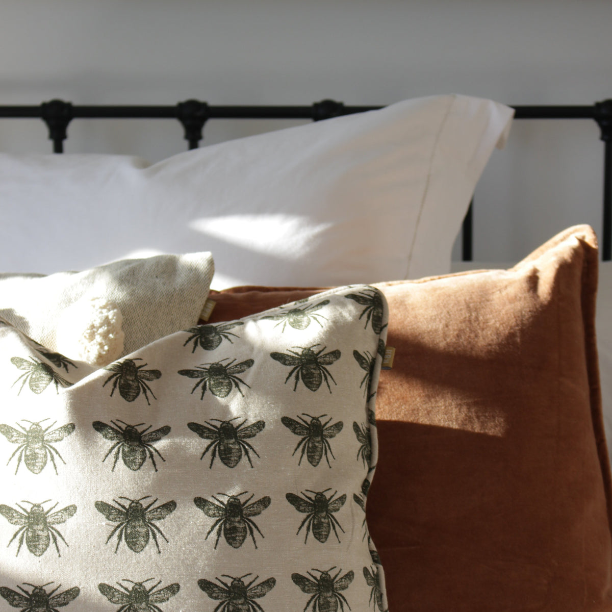Deep Olive Abby Bee Cushion SECOND– Little Cottage Loves